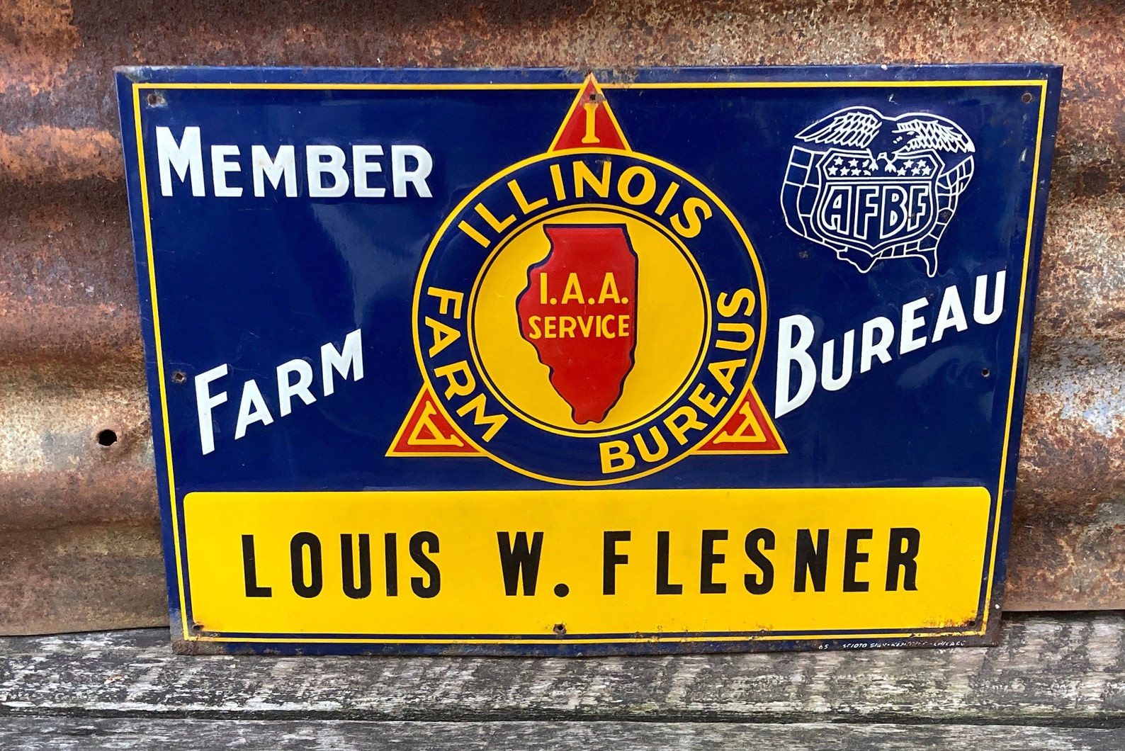 Original Vintage Metal Sign Illinois Farm Bureau Sign Louis Flesner Tin ...