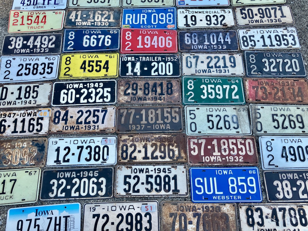 Iowa Choice of License Plate Vintage 1930s 1940s 1950s 1960s & More ...