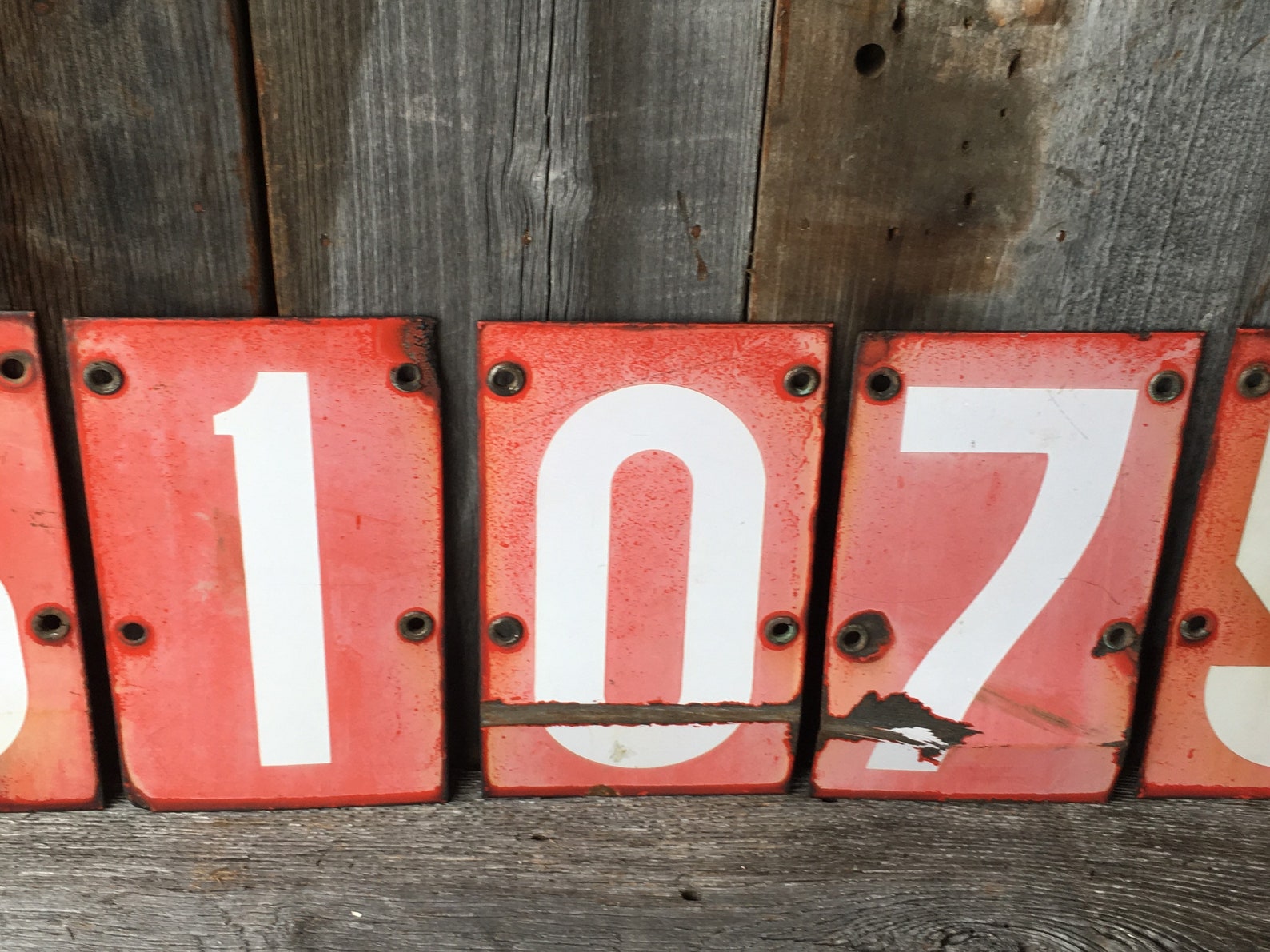 5 Vintage Number Signs Railroad RR Industrial Red Porcelain - Etsy.de
