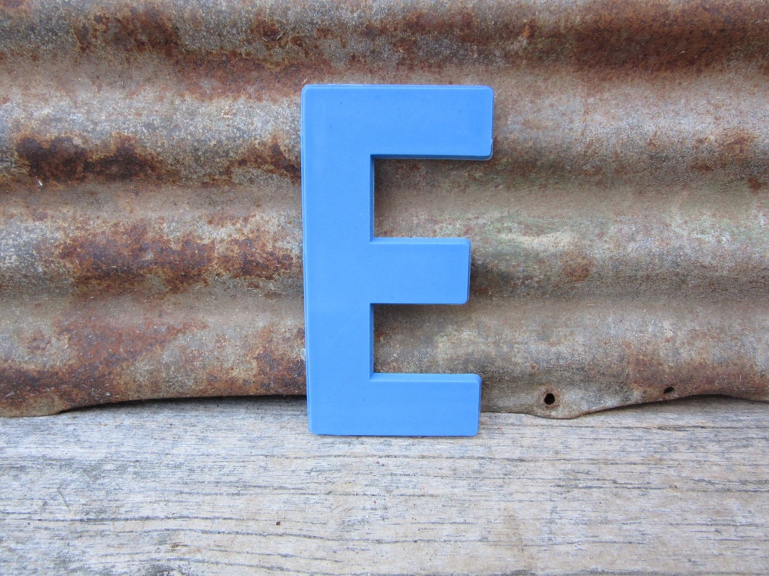 Vintage Letter Sign 8 Inch Letter E Sign Blue Simple Font Plastic ...