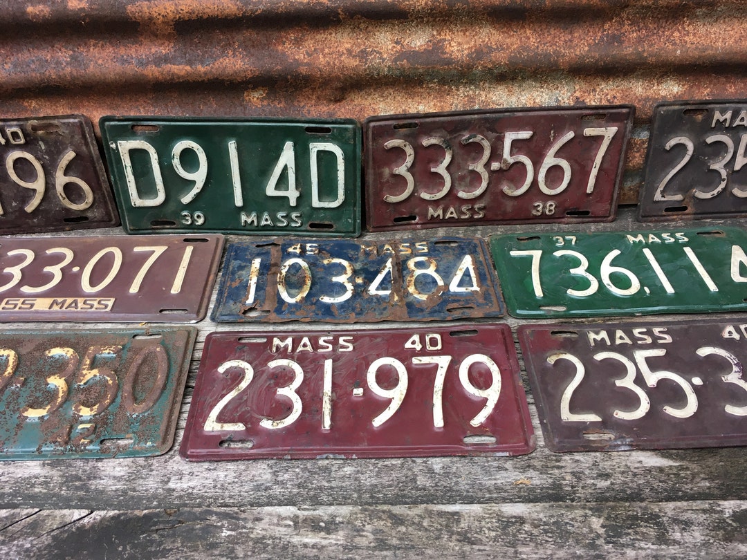 Choice of Massachusetts License Plate Vintage 1940, 1939, 1938, 1955 ...