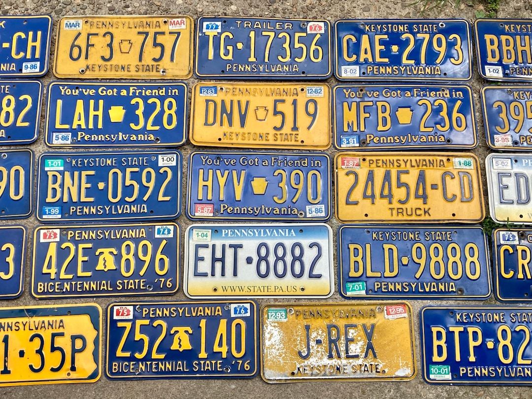 Choice of Pennsylvania License Plate 1970s, 1980s, 1990s, 2000s Era Pa ...