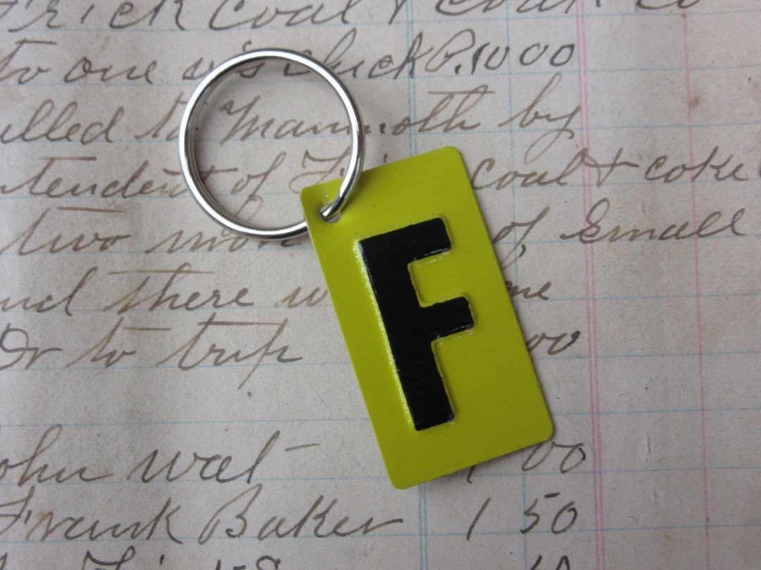 Vintage Metal Letter F Sign Name Initial F Keychain Letter Tag ...