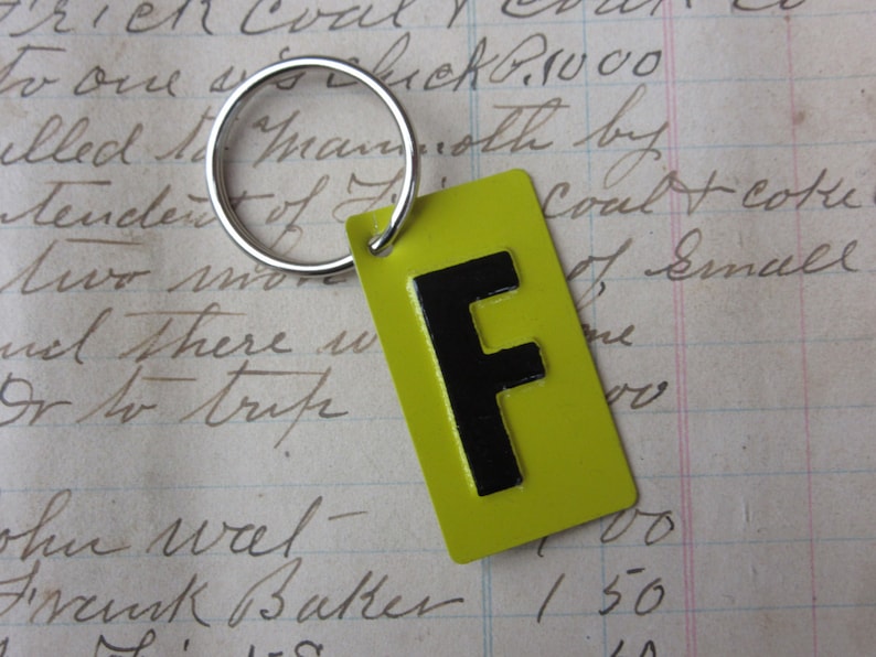 Vintage Metal Letter F Sign Name Initial F Keychain Letter Tag ...
