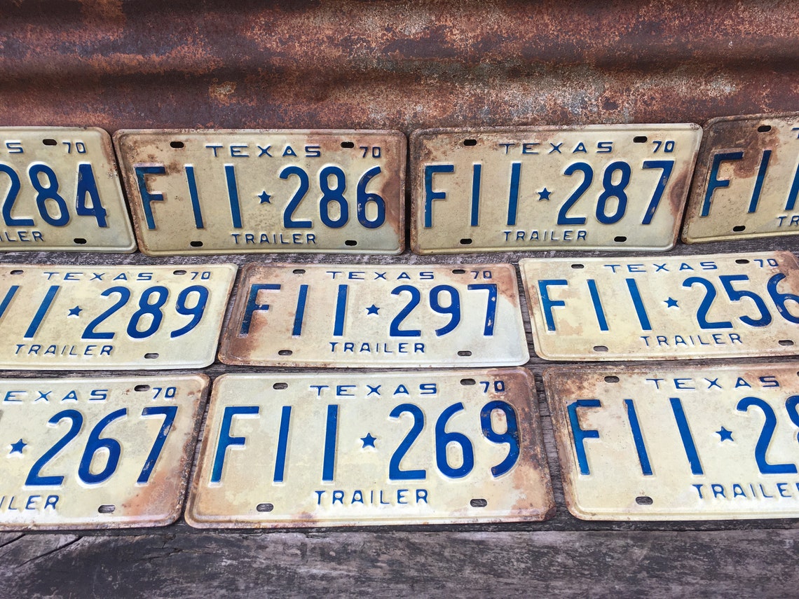 Choice of Texas License Plate 1970 Trailer Vintage Antique License ...