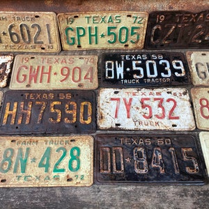 Choice of Texas Vintage License Plate 1970, 1973, 1972, 1966, 1957 ...