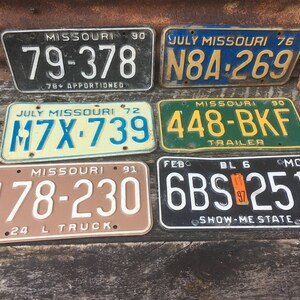 Missouri Choice of License Plate Vintage License Plate 1990, 1976, 1977 ...