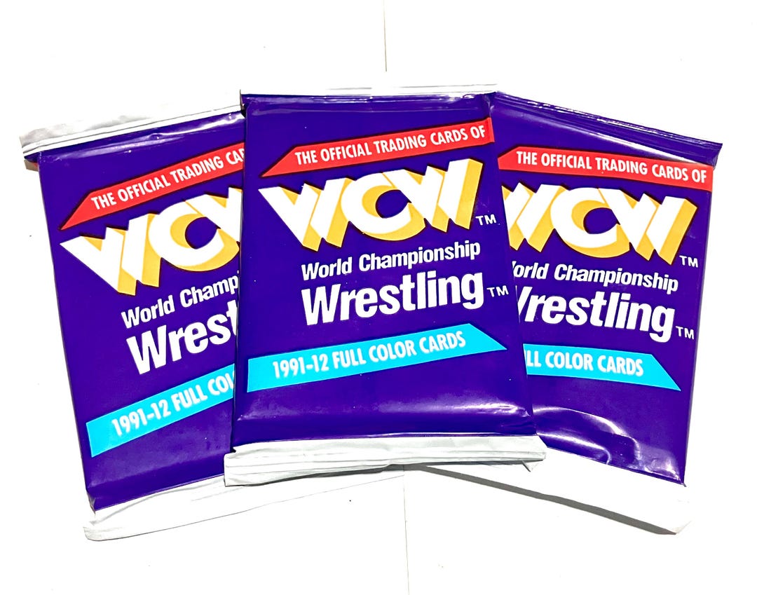 Vintage WCW Cards Wrestling Packs of Cards 1991 Unopened Sealed Pack of ...