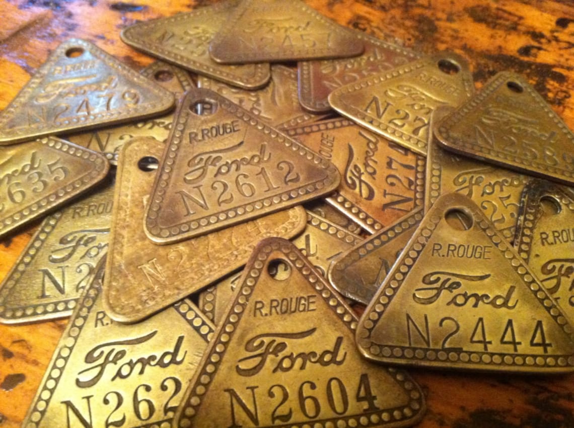 Only 1 Vintage Brass Tag Ford Motor Company Rouge Plant Car - Etsy