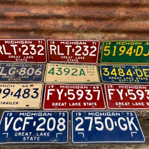 Choice of Michigan License Plate 1975, 1971, 1968, 1973, 1969, 1967 ...