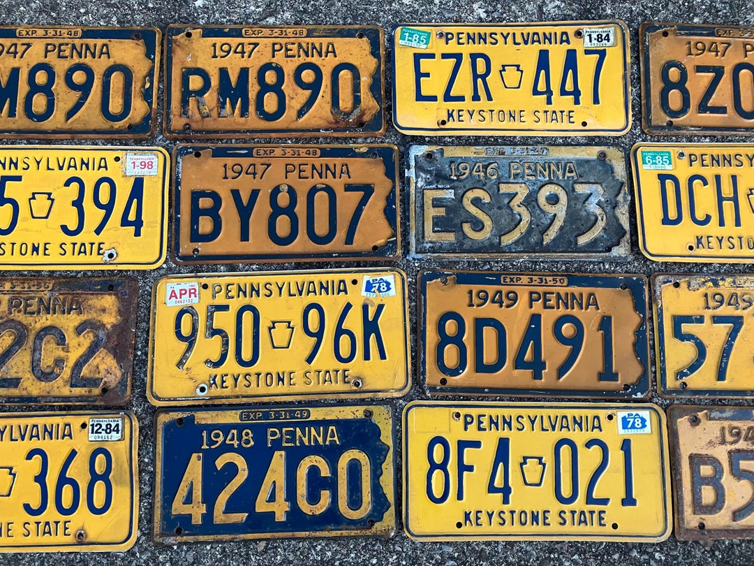 Choice of Pennsylvania License Plate 1946, 1947, 1948, 1949, 1984, 1985 ...