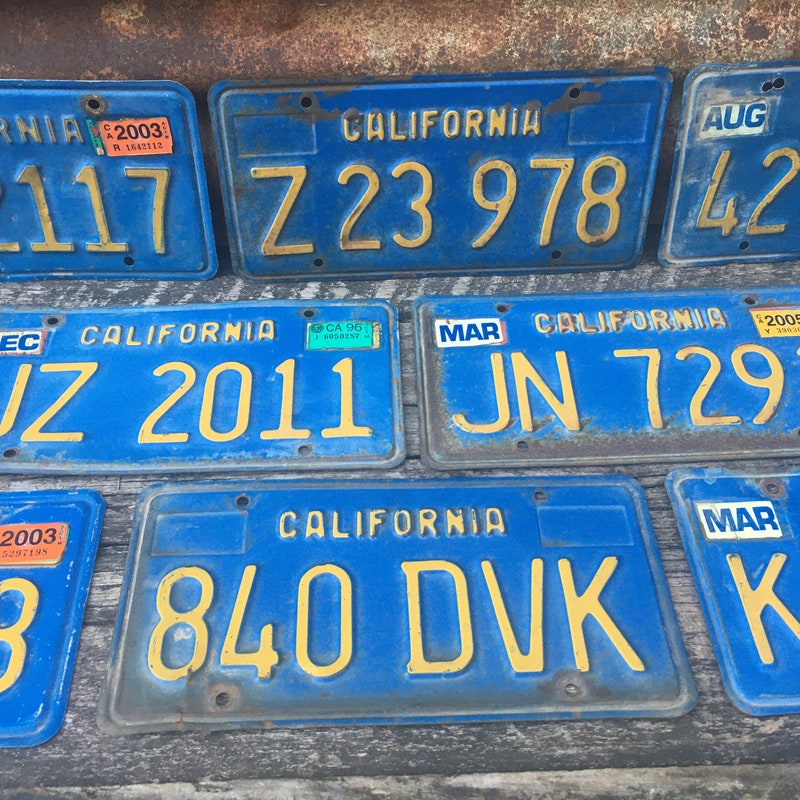 Blue and Yellow License Plate - Etsy