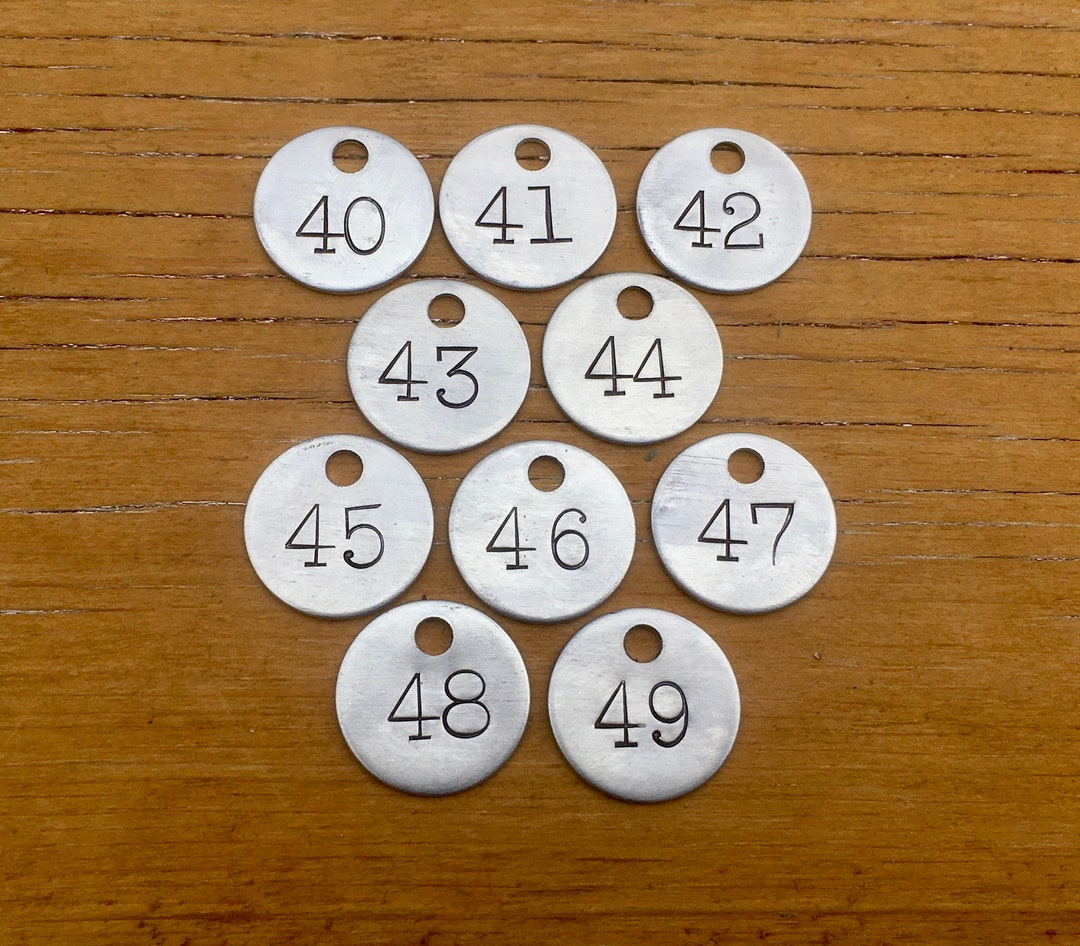 Choice of Tag Number 40, 41, 42, 43, 44, 45, 46, 47, 48, 49 Stamped Tag ...