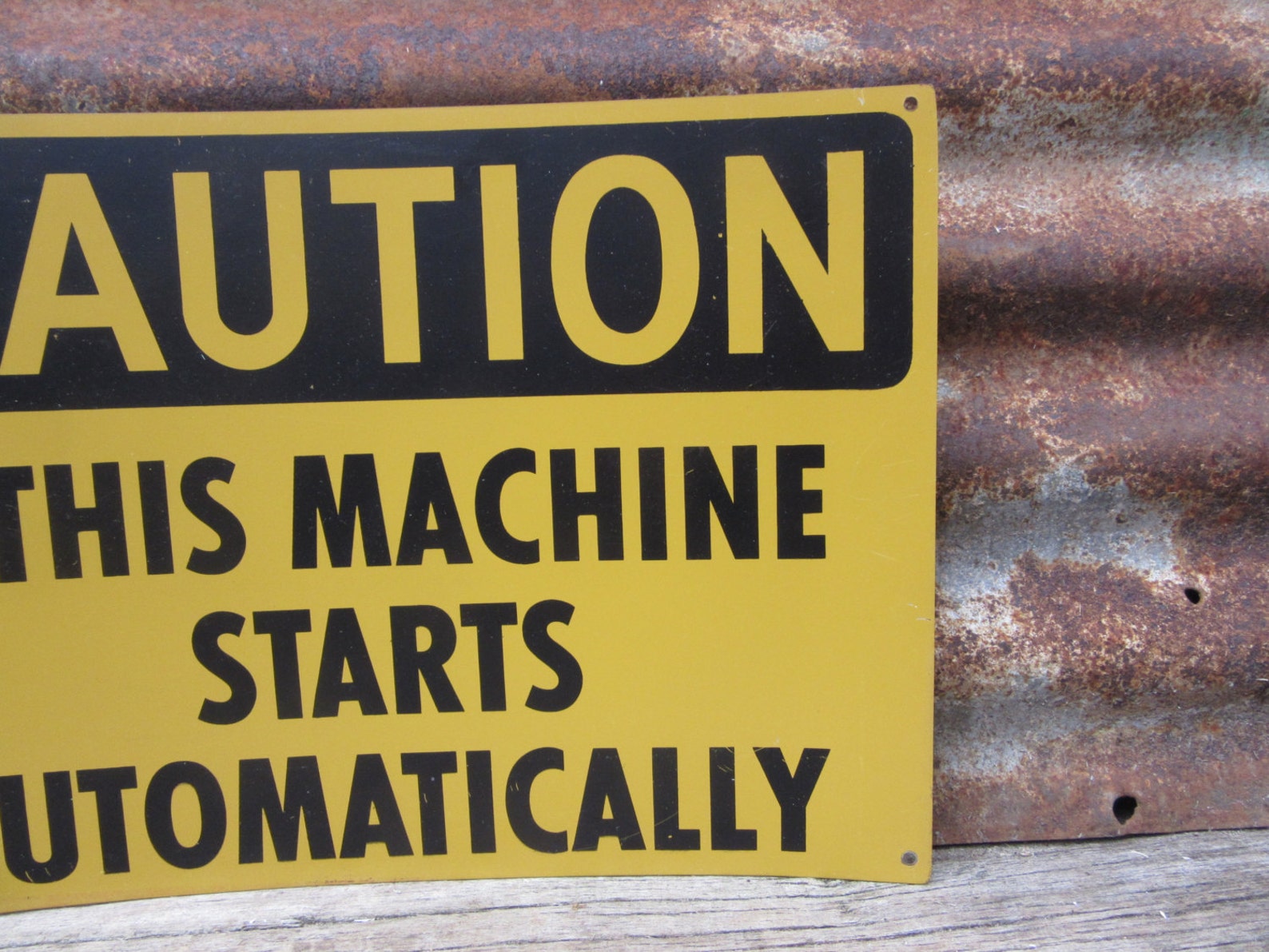 Vintage Metal Sign Machine Starts Automatically Black Yellow - Etsy