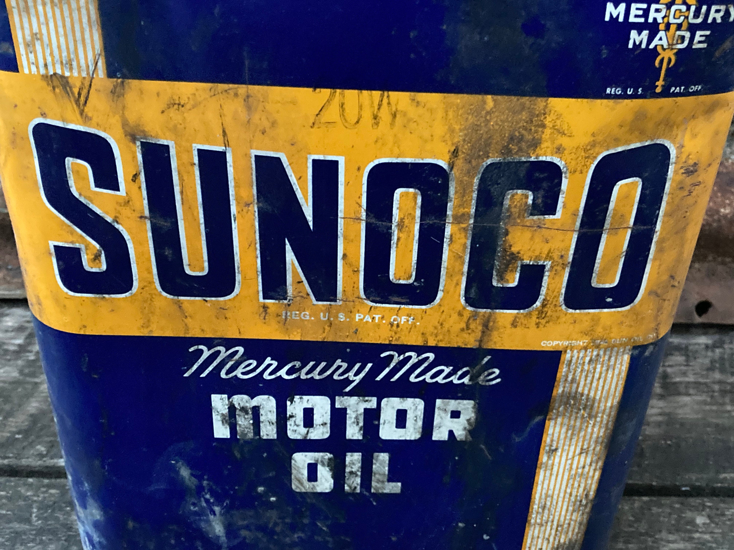 Vintage Original Sunoco Motor Oil Can 2 Gallon Sun Oil Company Metal ...