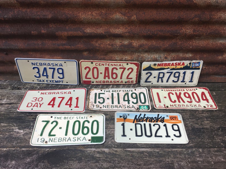 Choice of Nebraska License Plate 1966, 1996, 1964, 1972, 1993 Plus More ...