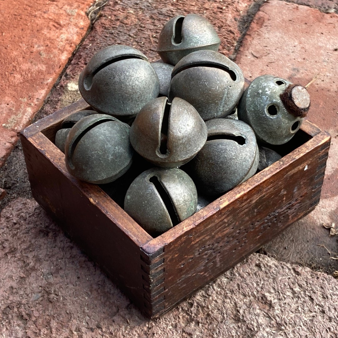 Authentic Antique Sleigh Bells Old Jingle Bell Reindeer Bells Brass ...