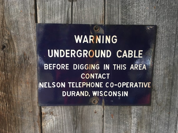 Vintage Original Sign Warning Underground Cable Sign Phone - Etsy