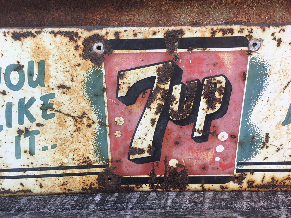 Authentic 7Up Sign 9 1/2 x 24 1/2 Vintage Store Sign Home | Etsy