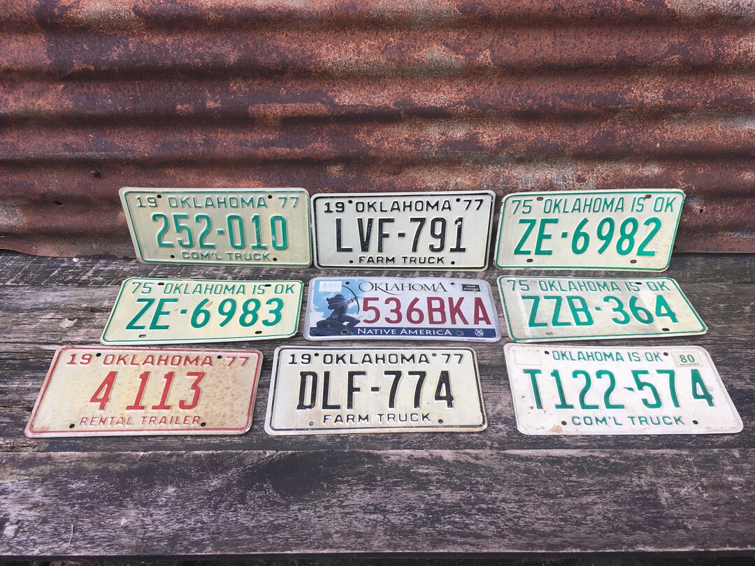 Choice of Oklahoma License Plate Vintage Farm Truck Trailer 1975, 1977 ...