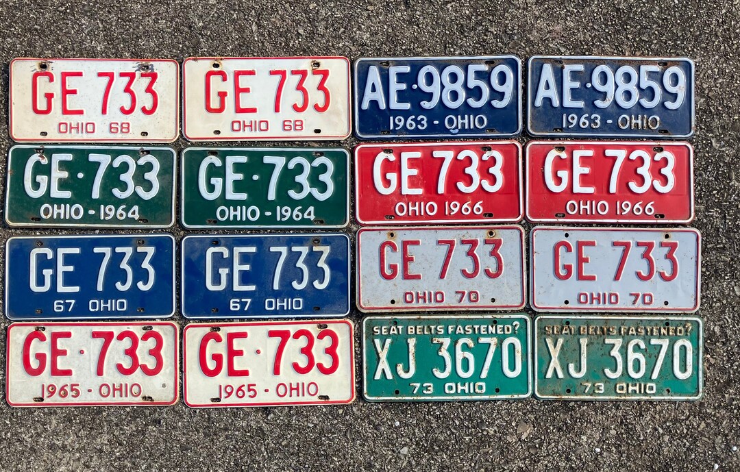 Choice of Ohio License Plate 1968, 1963, 1964, 1966, 1967, 1970, 1965 ...