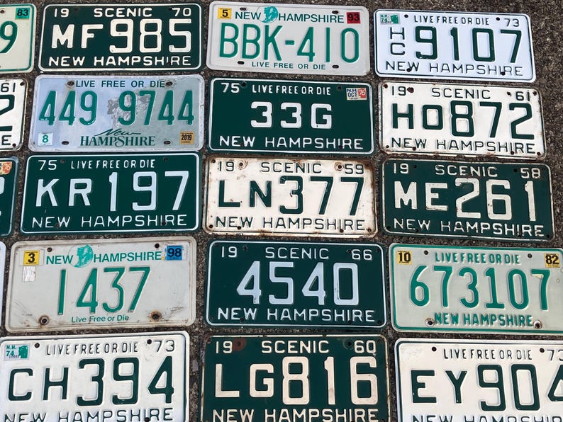 Choice of New Hampshire License Plate Vintage 1961, 1975, 1973, 1972 ...