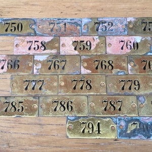 Vintage Number Tags 750-798 Choice Number Brass Locker Tag Furniture ...