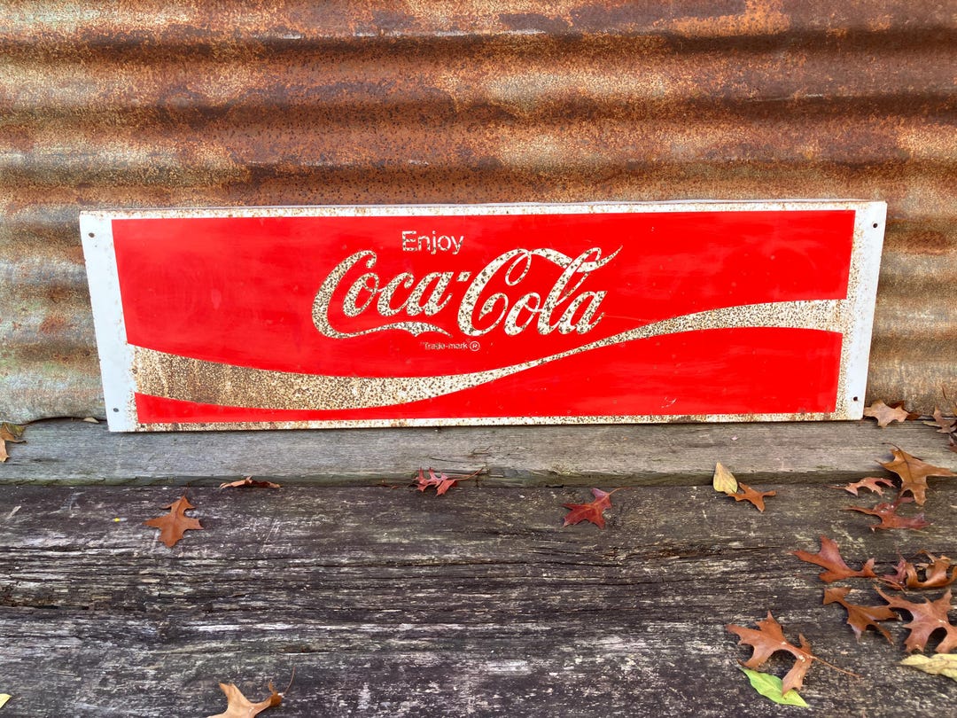 Authentic Vintage Coca Cola Metal Sign Old Coke Sign Red White Sign ...