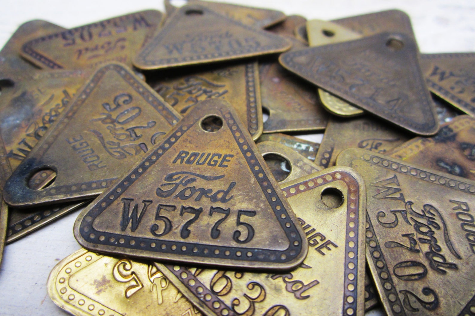 Only 1 Vintage Brass Tag Ford Motor Company Rouge Plant Car Truck Auto ...