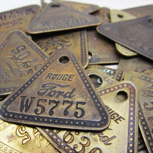 Only 1 Vintage Brass Tag Ford Motor Company Rouge Plant Car Truck Auto ...