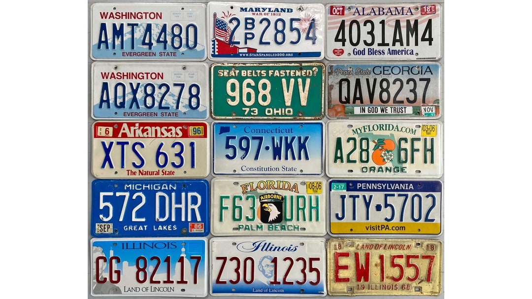 Choice of License Plate Washington, Arkansas, Michigan, Illinois ...