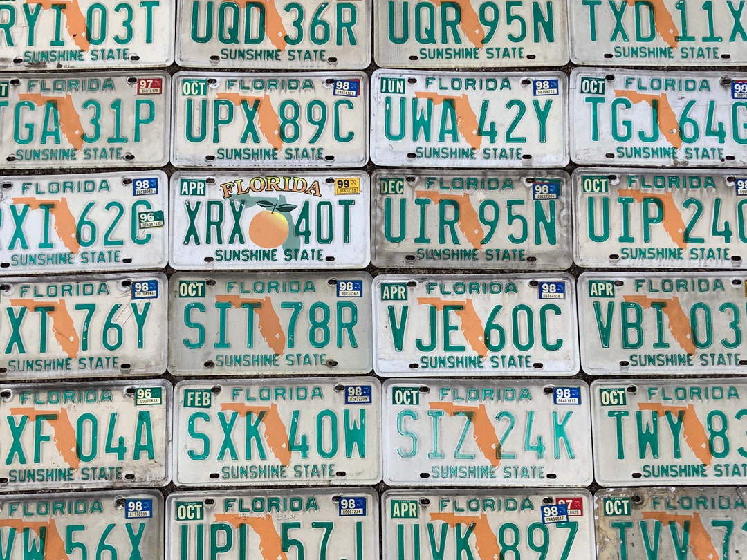 Choice of Florida License Plate Florida Orange 1980s 1990s Aged Metal ...
