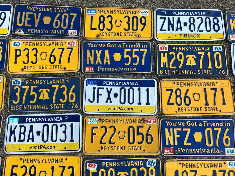 Choice of Vintage License Plate Pa Pennsylvania 1970s 1980s 1990s ...