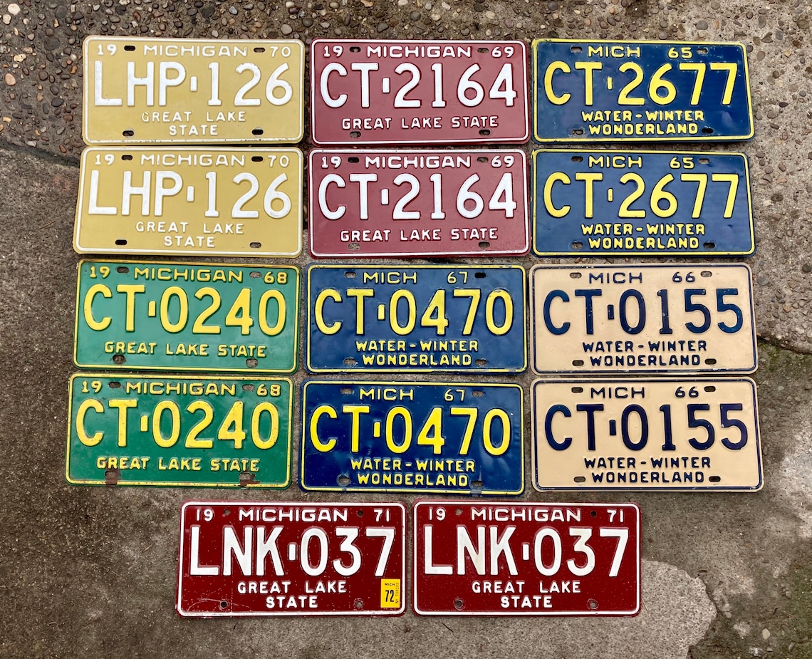 Choice Set of Michigan License Plates 1970 1969 1968 1965 | Etsy