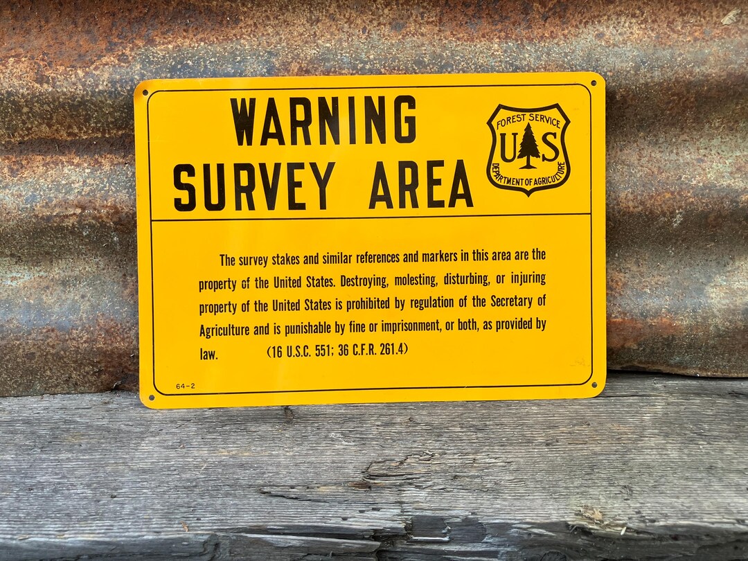 Original Vintage Metal Sign National Forest Survey Area U.S. National ...