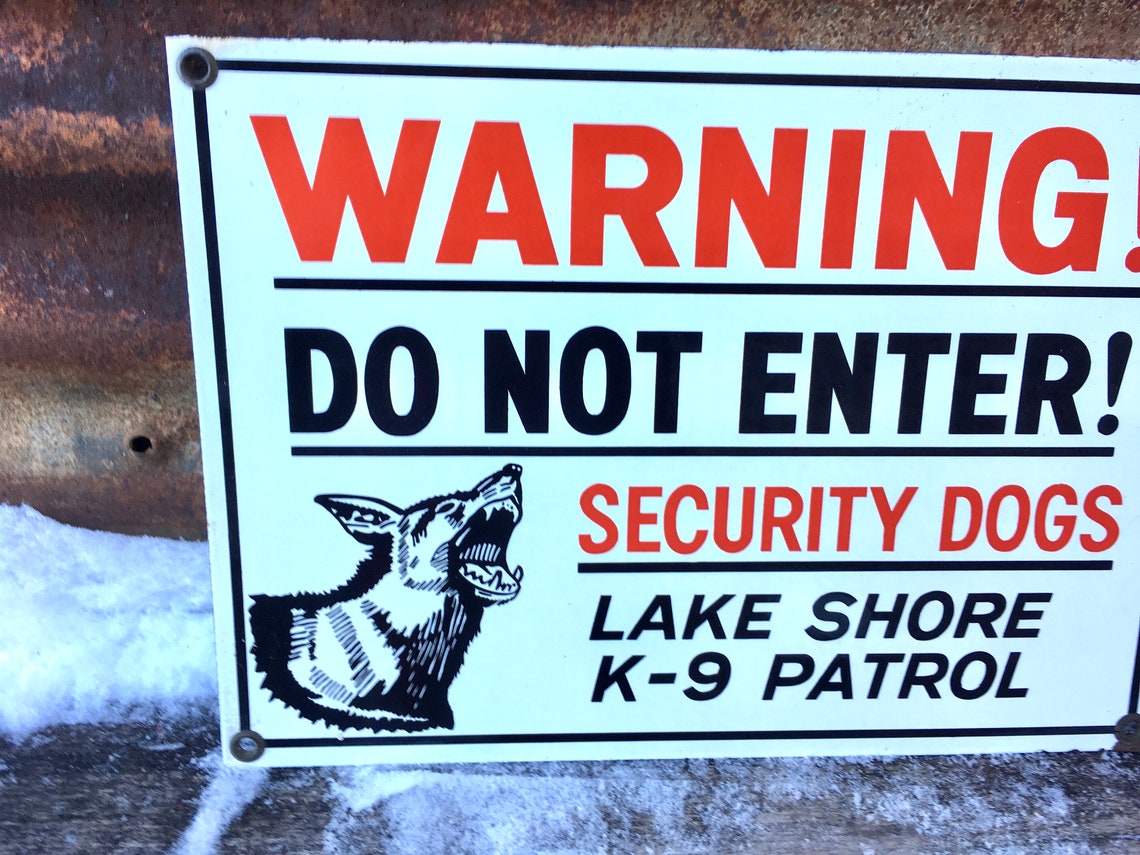 Rare vintage Original Sign Warning Guard Dog K9 Attack Dog - Etsy France