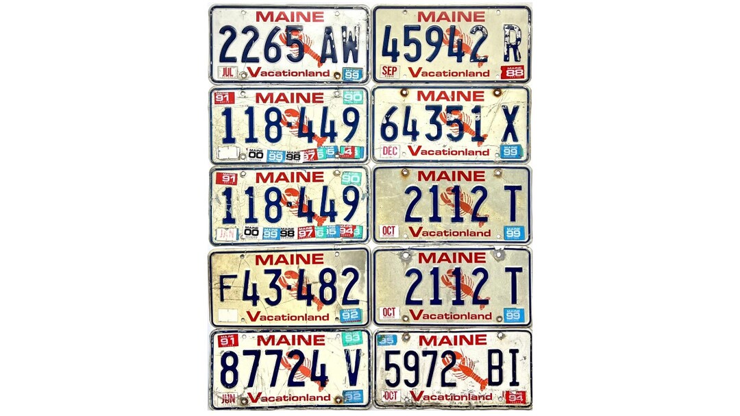 Choice of Maine License Plate Original Old 1980s 1990s Maine Lobster ...