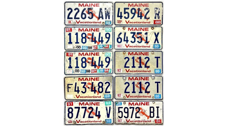 Choice of Maine License Plate Original Old 1980s 1990s Maine Lobster ...