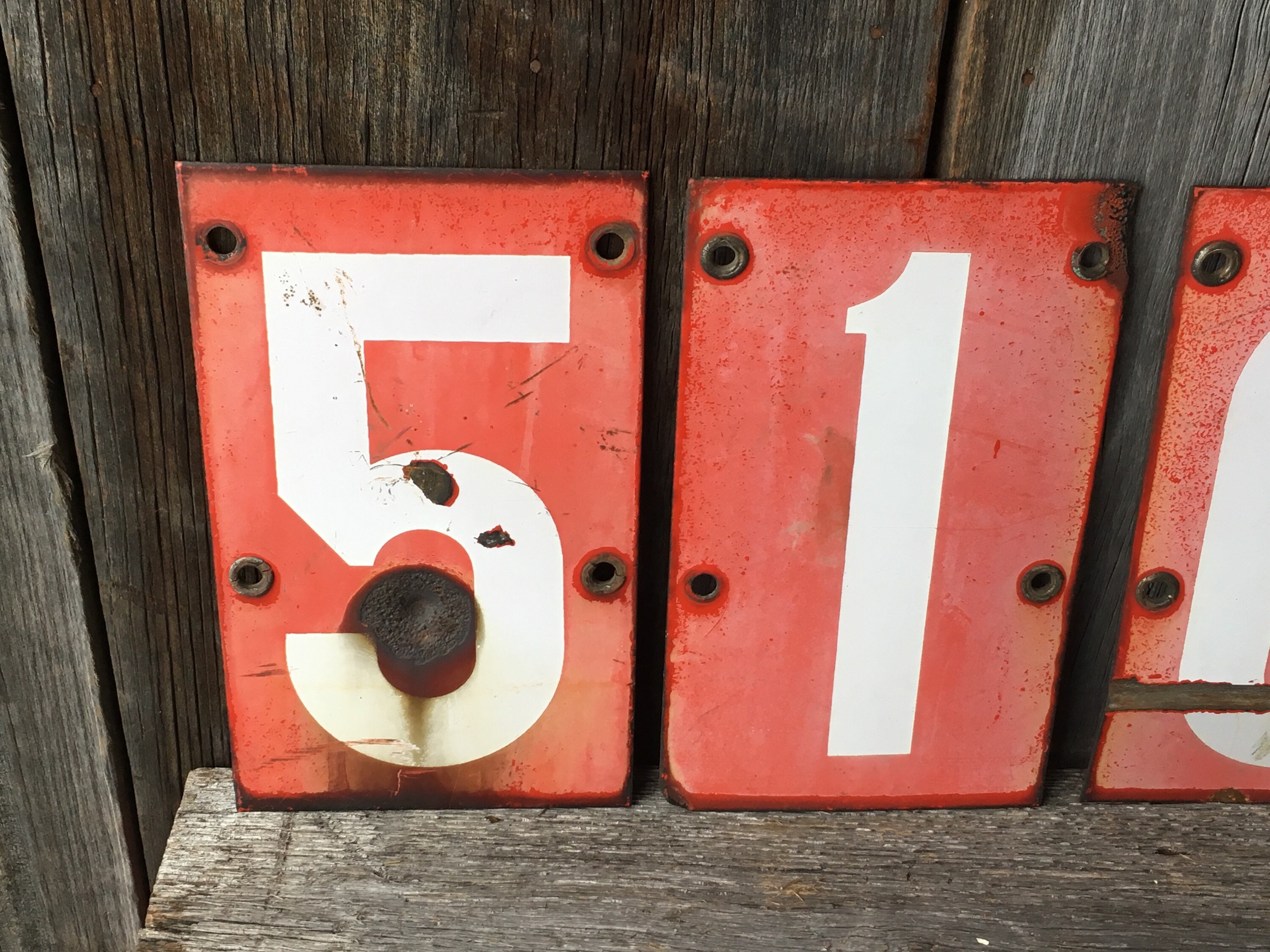 5 Vintage Number Signs Railroad RR Industrial Red Porcelain - Etsy.de