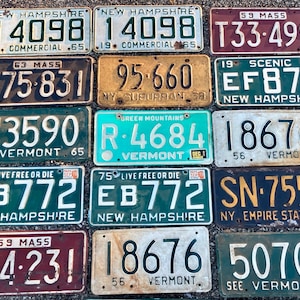 Choice of Old License Plates New England States Vermont, Massachusetts ...