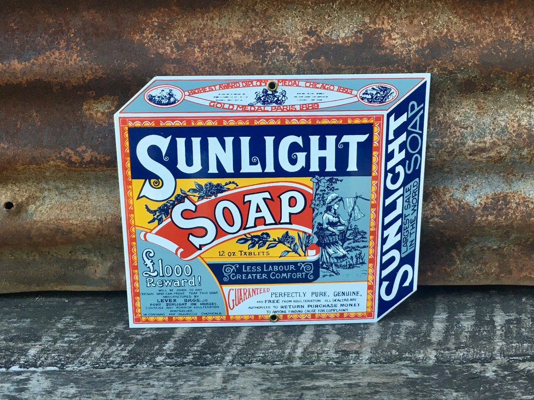 Vintage Sunlight Soap Sign Porcelain Sign Metal Sign Country Kitchen ...