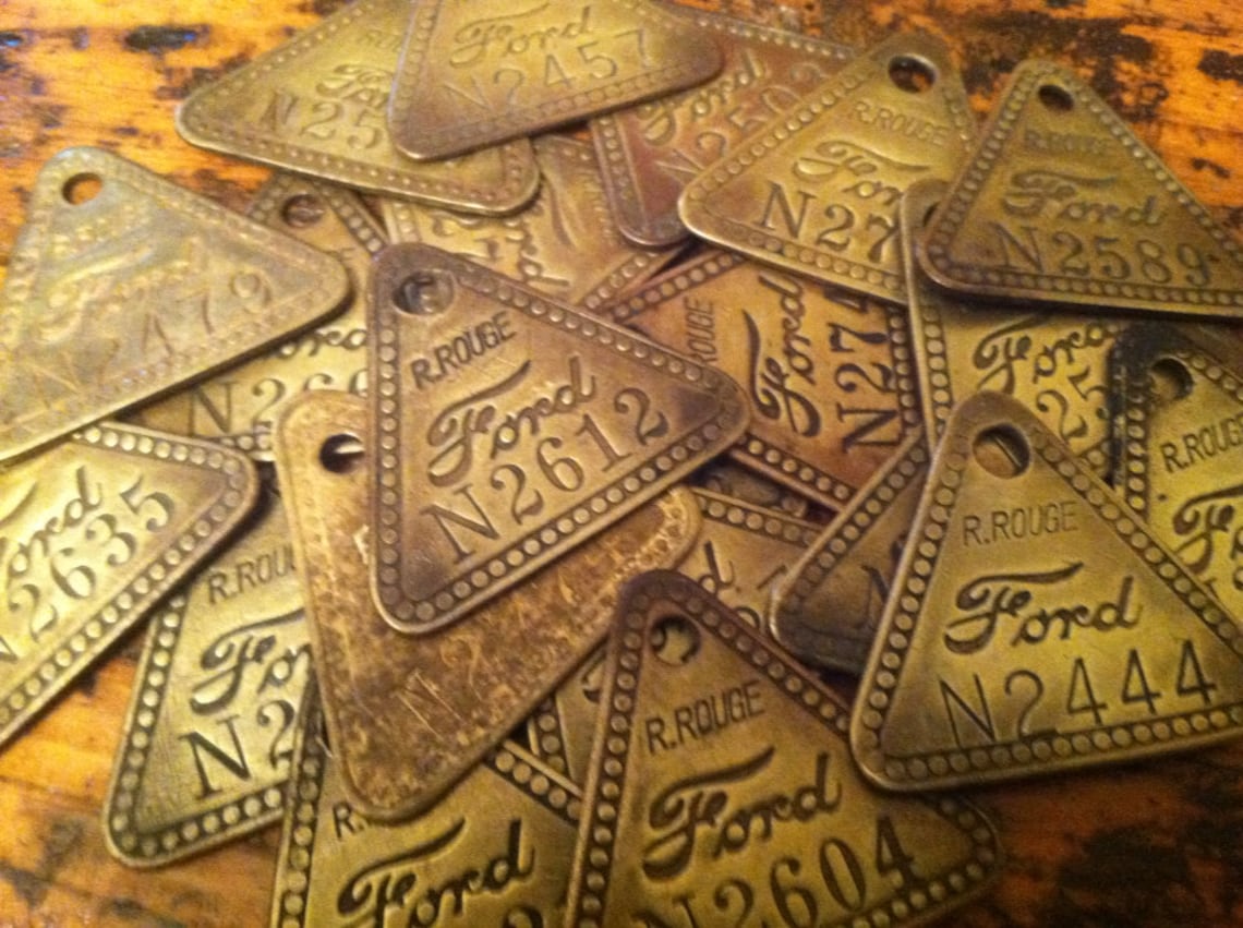 Only 1 Vintage Brass Tag Ford Motor Company Rouge Plant Car - Etsy