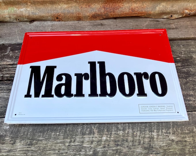 Vintage Marlboro Cigarette Sign Tobacco Sign 1994 Vintage Red and White ...