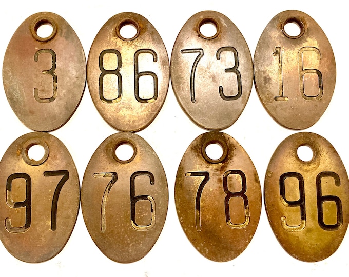 Antique Numbered Brass Tags - Year Tag - Vintage Room Key Tags ...