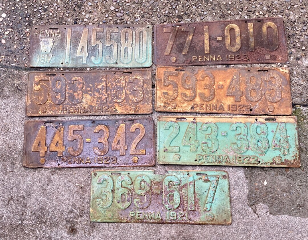 Choice of Vintage License Plate Pennsylvania Pa 1917, 1923, 1922, 1921 ...