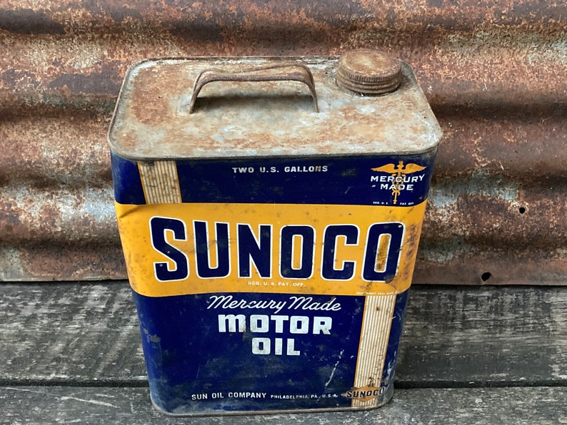 Vintage Original Sunoco Motor Oil Can 2 Gallon Sun Oil Company - Etsy
