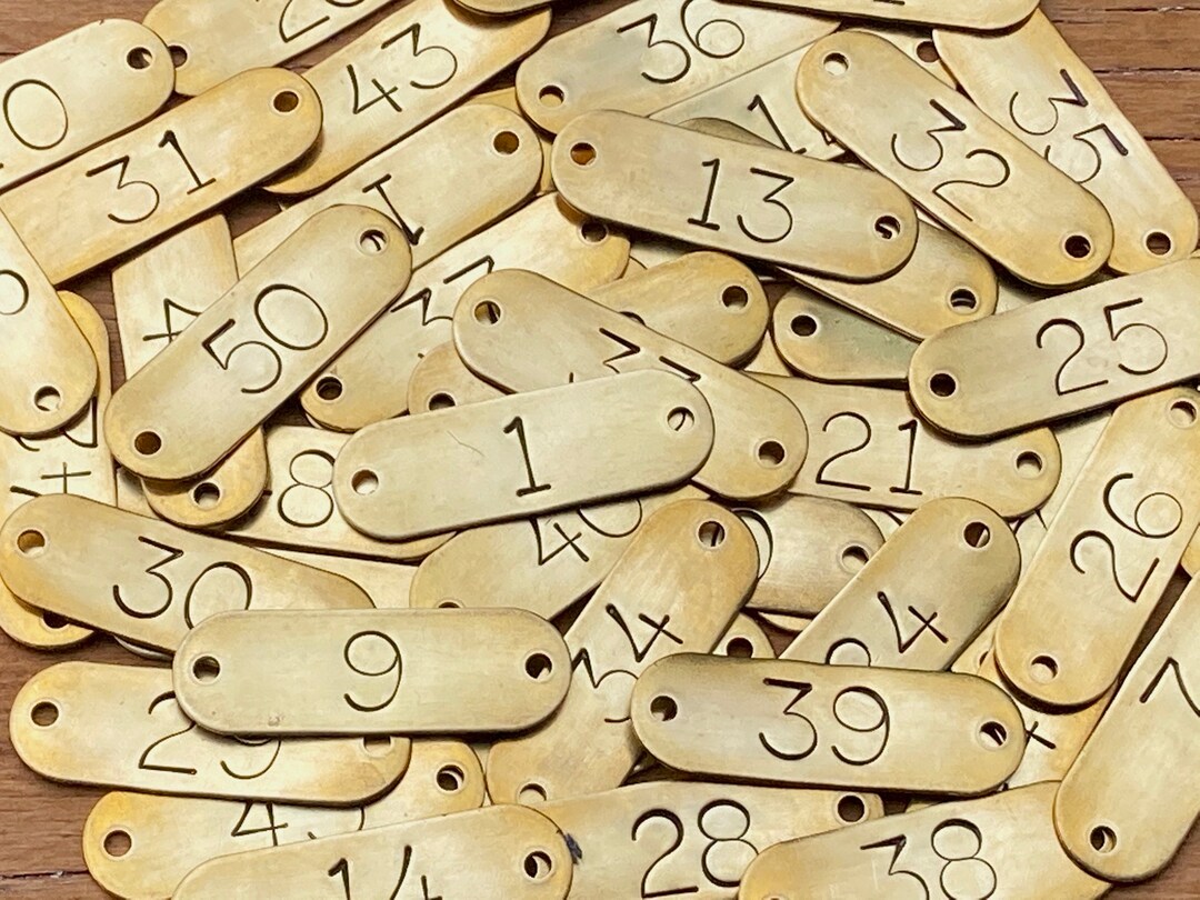 Choice of Number Tags Brass Locker Tags Drawer Tag Numbered Furniture ...