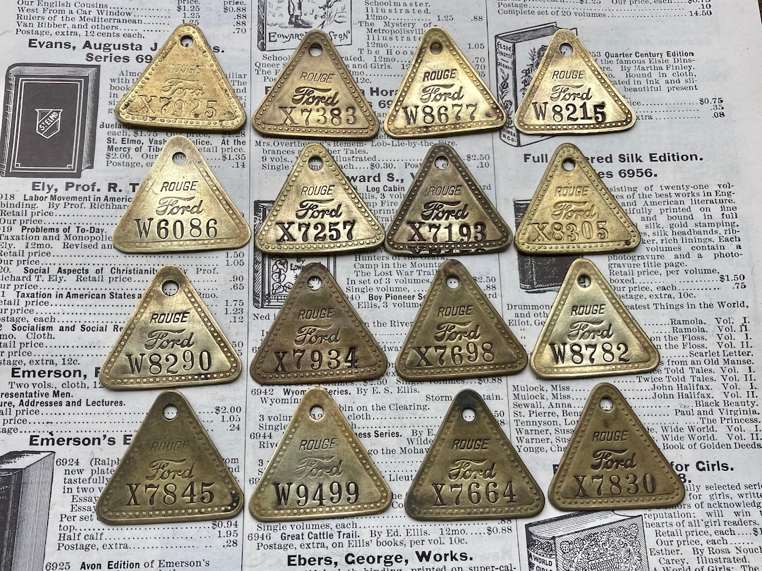Choice of Vintage Ford Tag Ford Motor Company Rouge Plant Car Truck ...