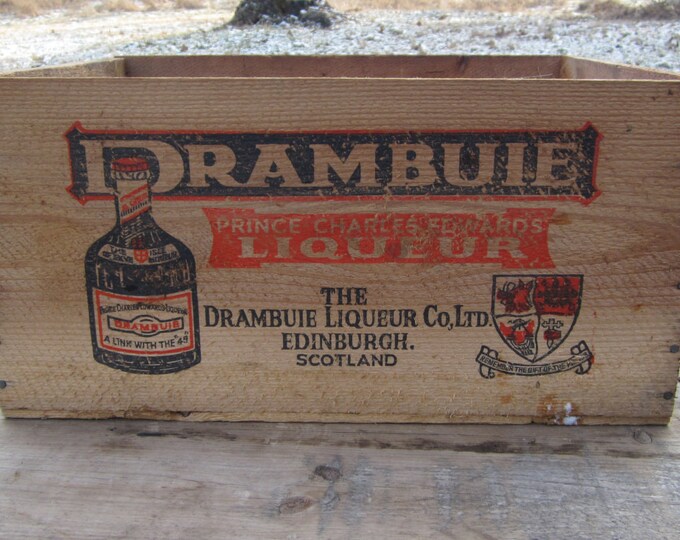 Antique Wood Crate Wooden Box Drambuie Scottish Liquor Box Primitive ...