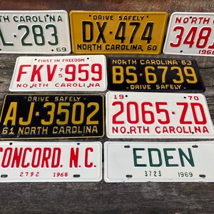 Choice of North Carolina License Plate 1969, 1960, 1968, 1975, 1963 ...